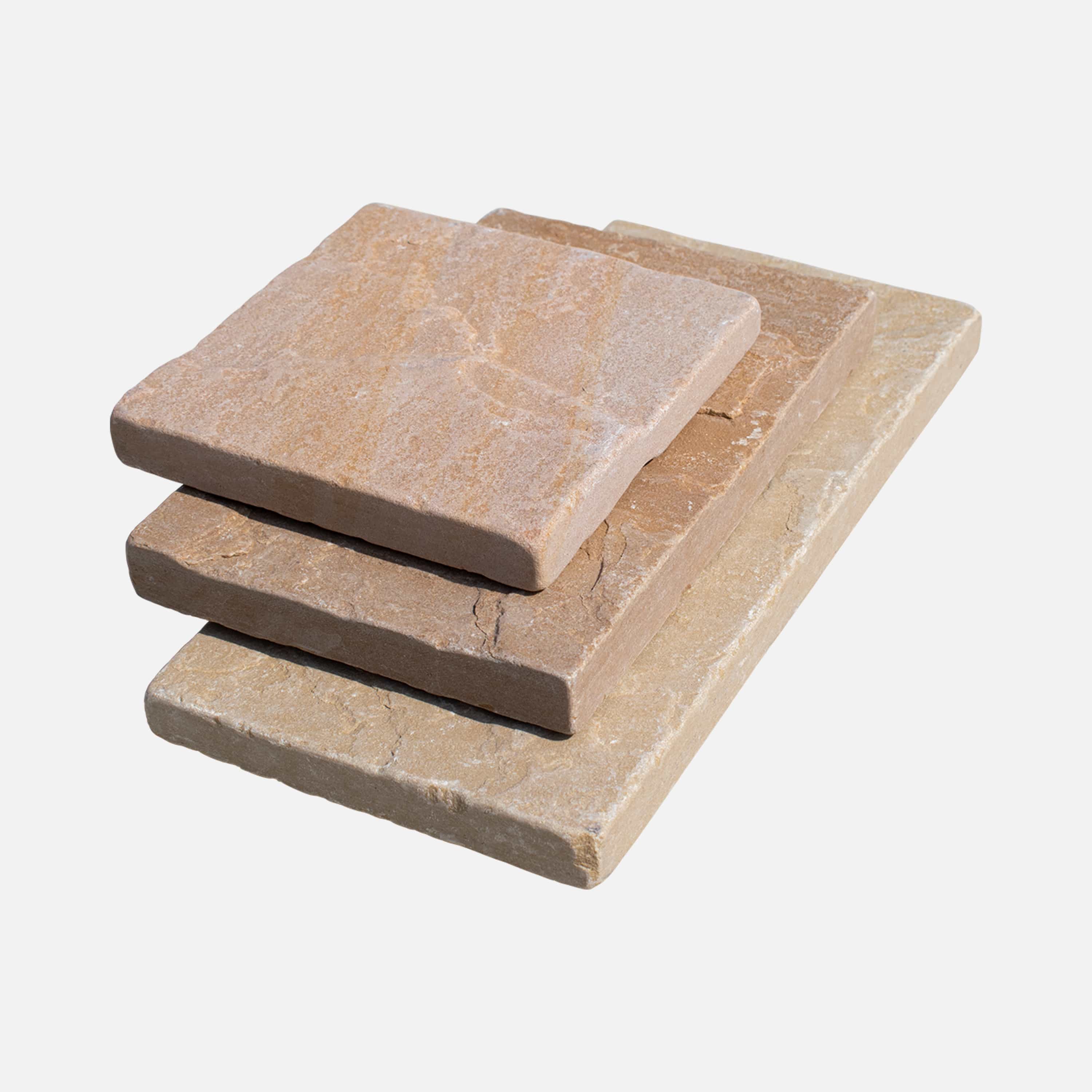 Sunset Buff Tumbled Paving Stones - Bluestone & Marble